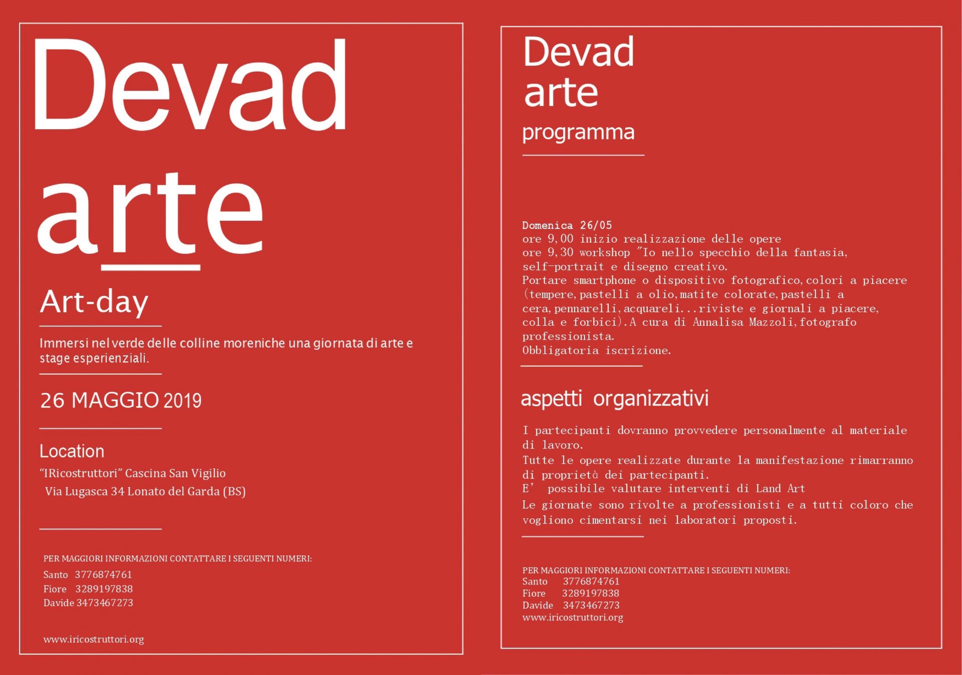Devad arte – Domenica 26 Maggio 2019 - I Ricostruttori nella preghiera